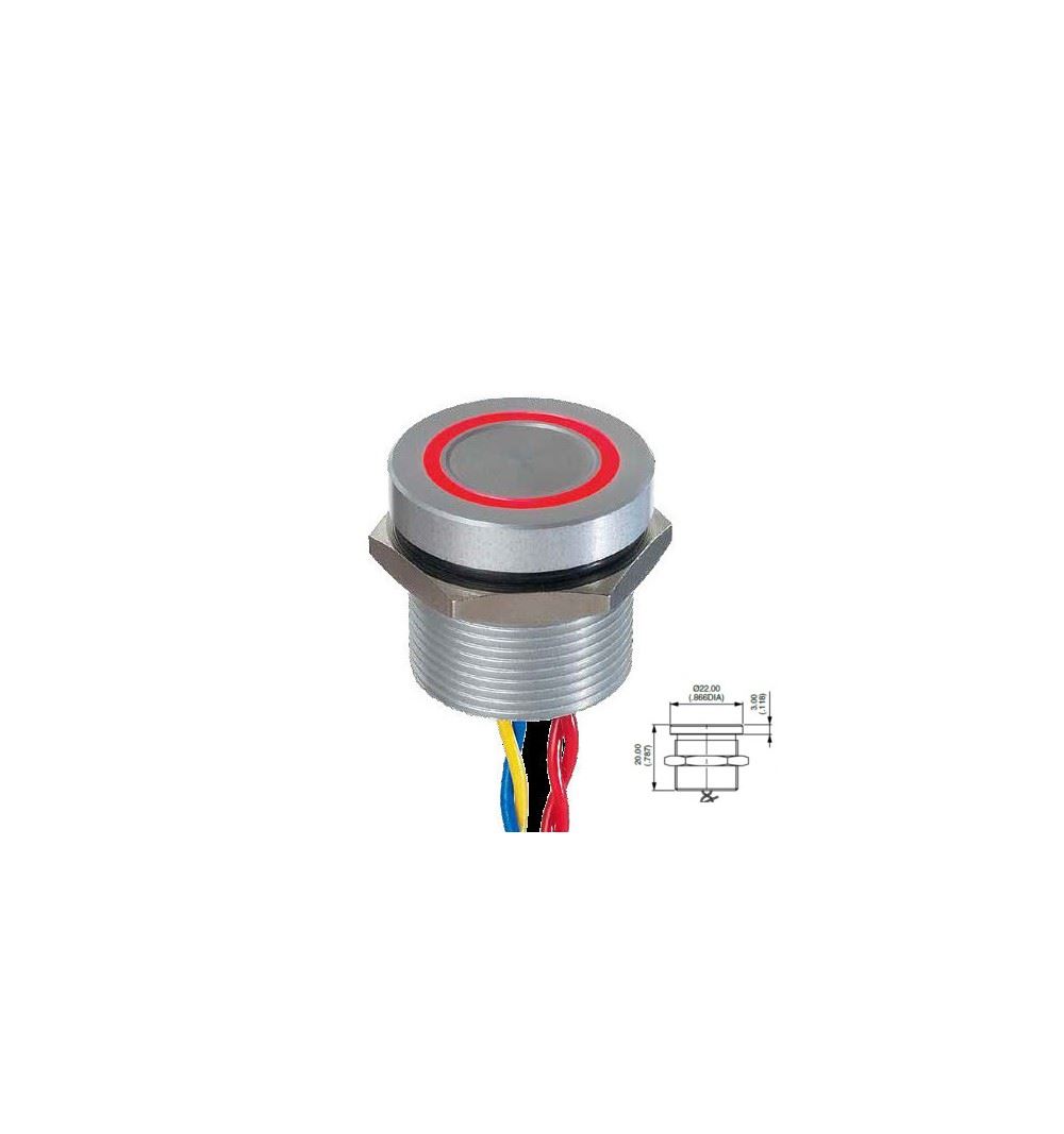 APEM PBAR9AFB000K2A Piezo Push button 19mm. stainless steel led green/red